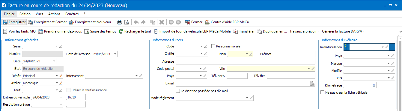 Créer une facture dans EBP MéCa – Centre d'aide EBP