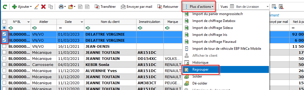 Regrouper plusieurs bon de livraison sur une facture dans EBP MéCa ...