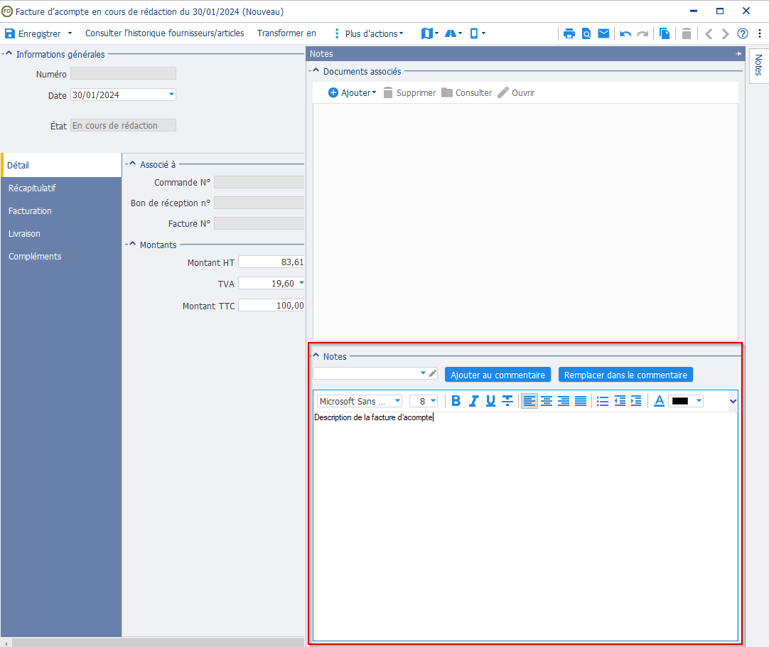 La facture d'acompte dans EBP Gestion Commerciale – Centre d'aide EBP