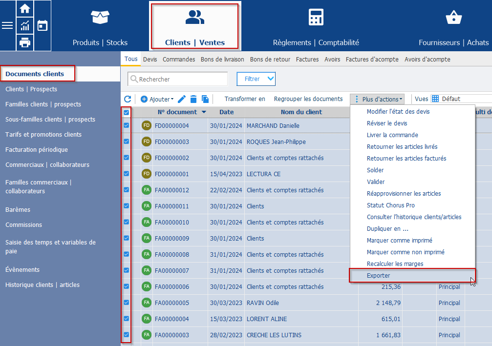Exporter des documents de vente au format PDF de ma solution en ligne – Centre d'aide EBP
