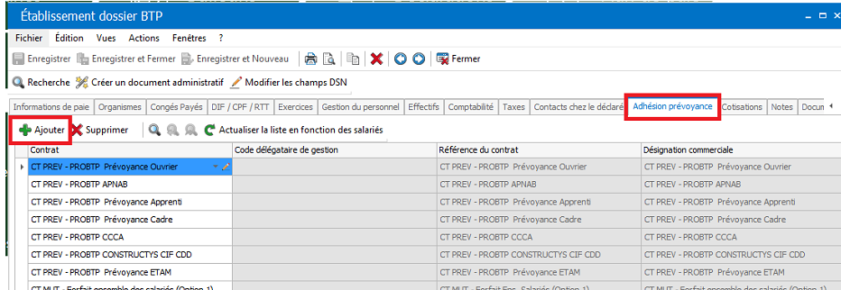 Paramétrage de la prévoyance et de la Mutuelle – Centre d'aide EBP