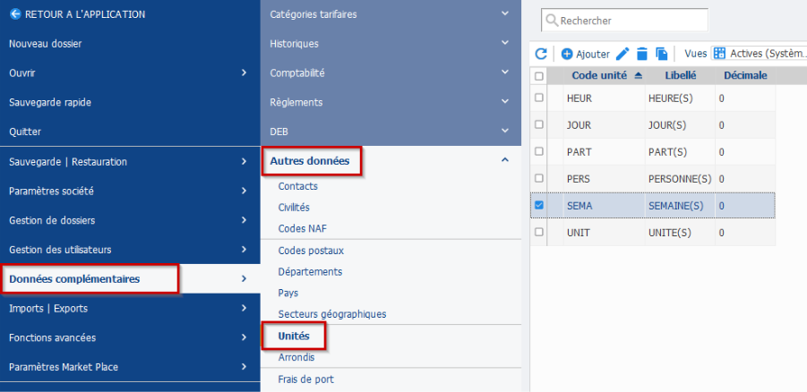 Renseigner le code UNECE dans la fiche Unité dans EBP Gestion ...