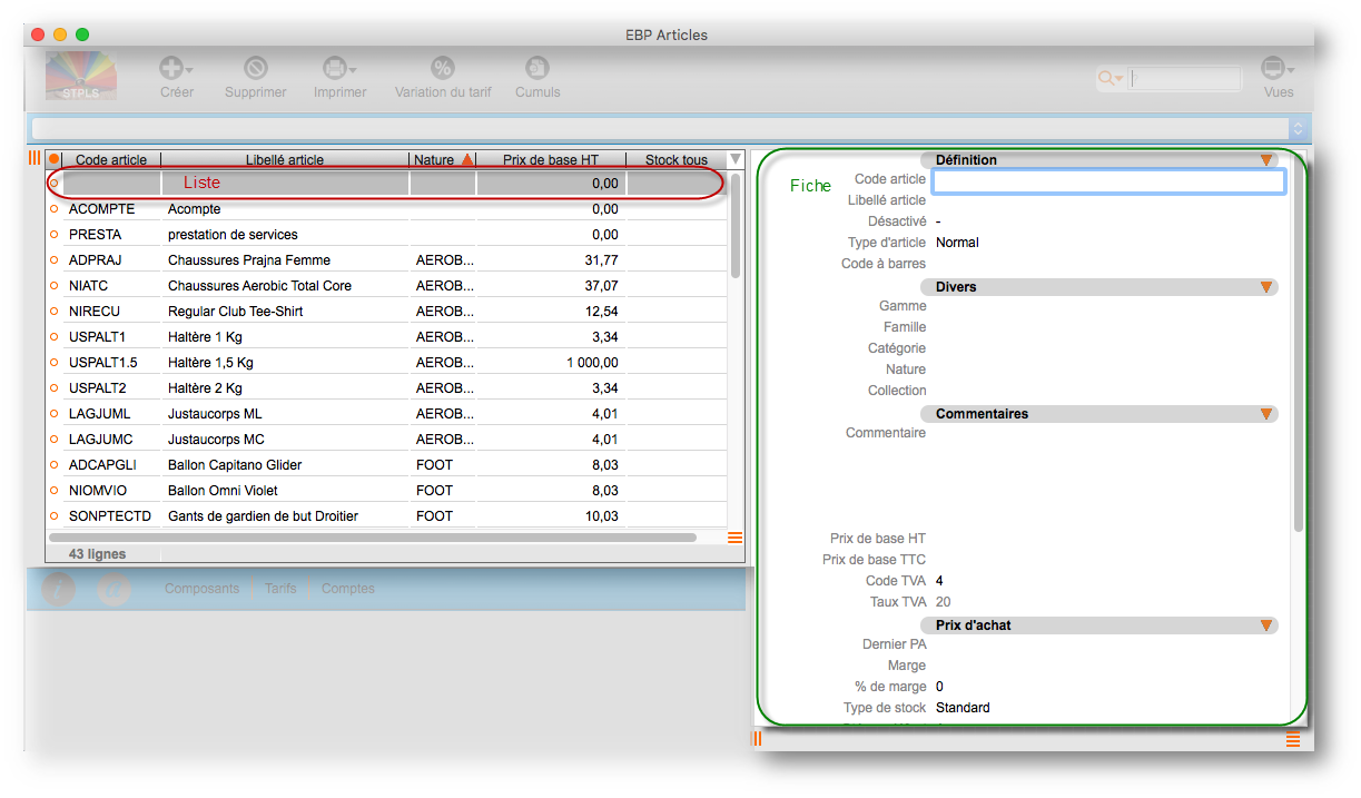 Créer un article dans EBP Devis & Facturation MAC – Centre d'aide EBP