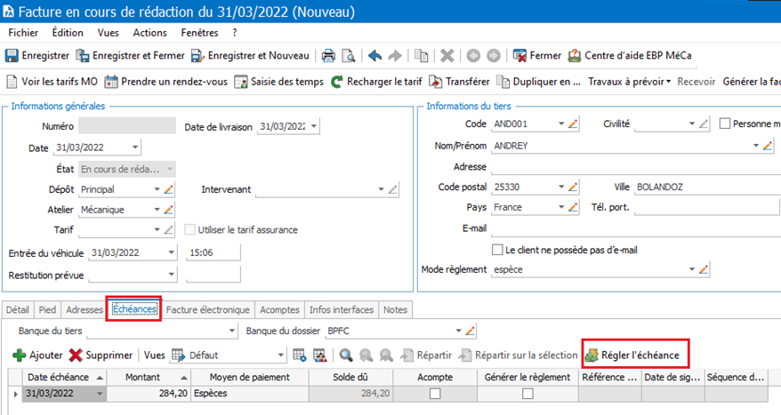 Les règlements dans EBP MéCa – Centre d'aide EBP